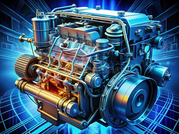 Detailed 3D Engine Model Visualization Schematics CloseUps and ...