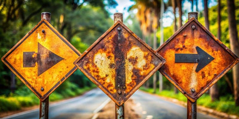 Comprehensive Road Sign Set Left Right and Straight Ahead Essential ...