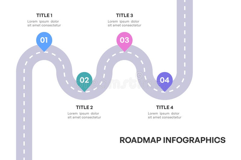 Comprehensive Roadmap Infographic, Strategic Milestone Path with 4 Key ...