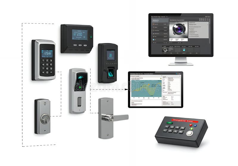 Comprehensive Security System Display Featuring Biometric and Keypad ...