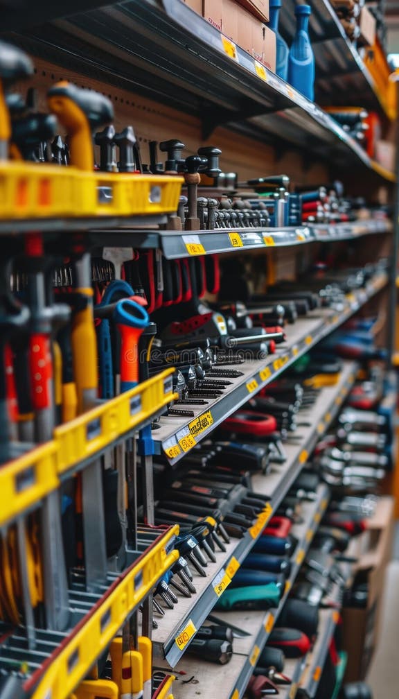 Comprehensive Selection of Hammers in an Organized Hardware Store Aisle ...