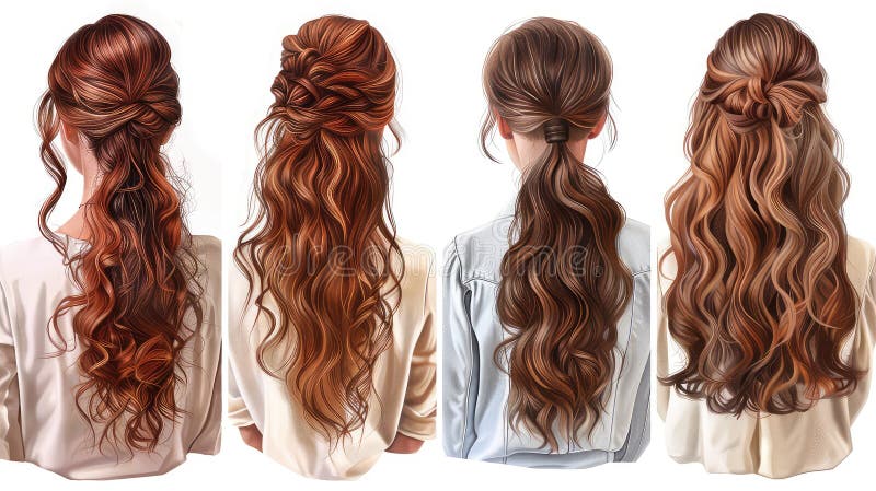 Comprehensive Set of Brown Hair Style PNG Cut Out Elements, Perfect for ...