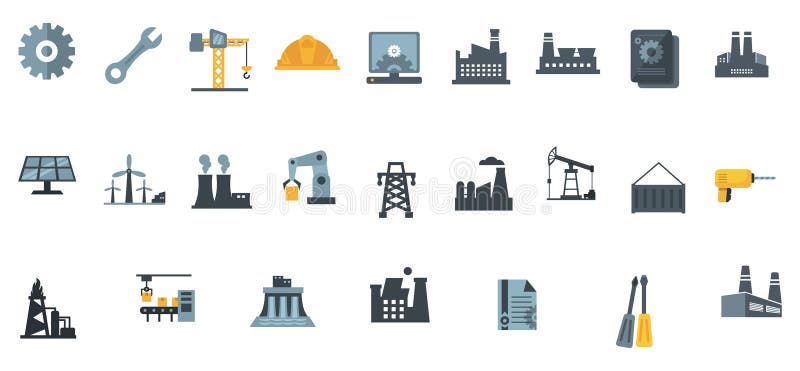A Comprehensive Set of Industrial and Construction Icons, Including ...