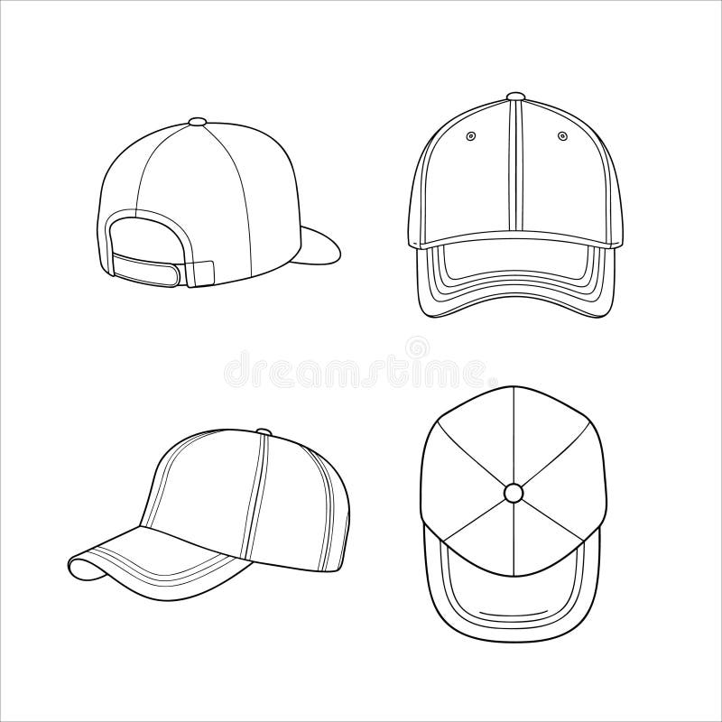 Comprehensive Set of Line Art Outlines Depicting a Standard Baseball ...