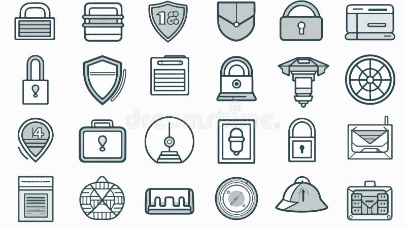 Comprehensive Set of Security Protection Thin Line Icons for ...