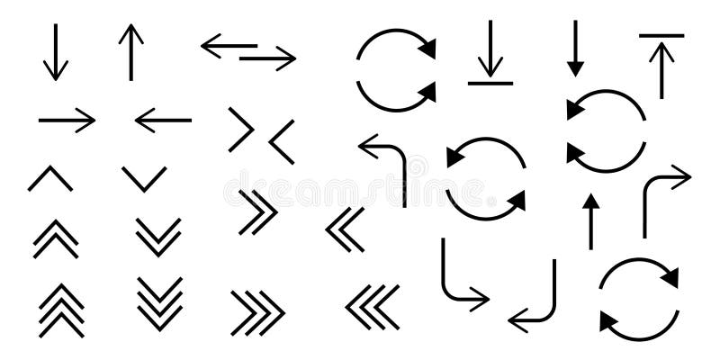 Comprehensive Set of Simple Black Arrows for Graphic Design. Arrows ...