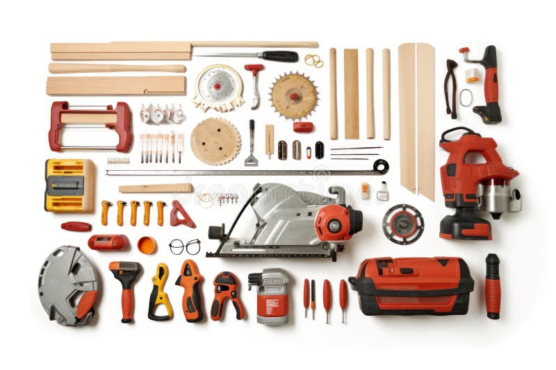Comprehensive Set of Tools and Hardware on White Stock Photo - Image of ...