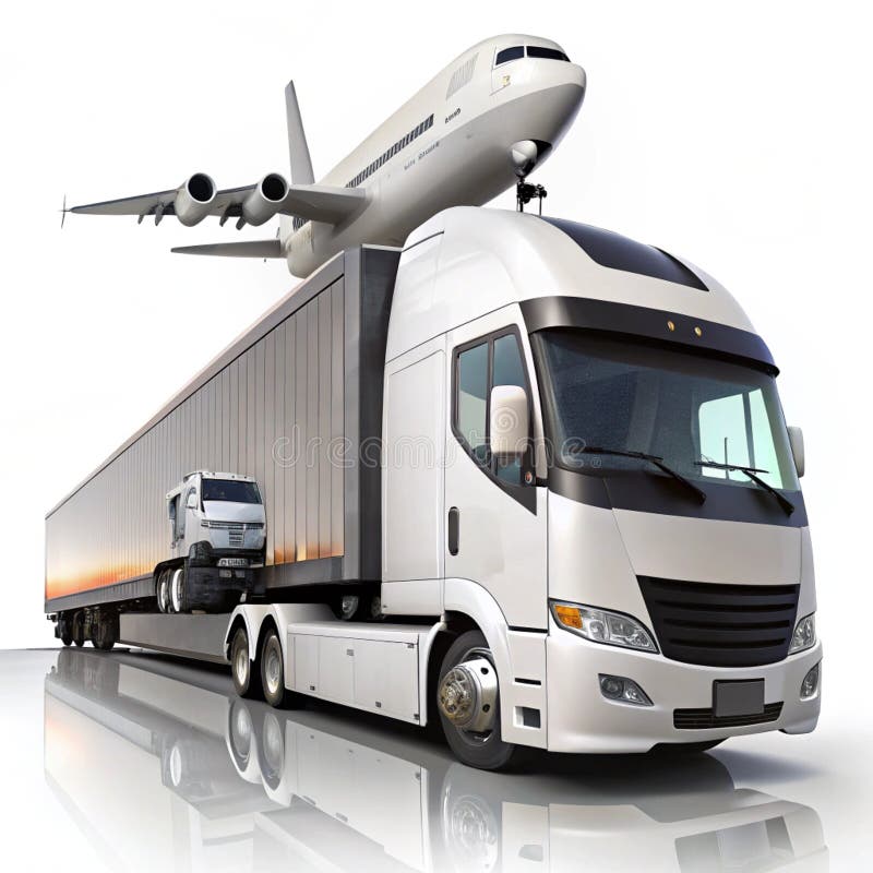 Comprehensive Transportation and Logistics Concept with Airplane, Truck ...