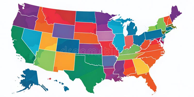 Comprehensive US State Map Outline Detailed Vector Graphic for ...