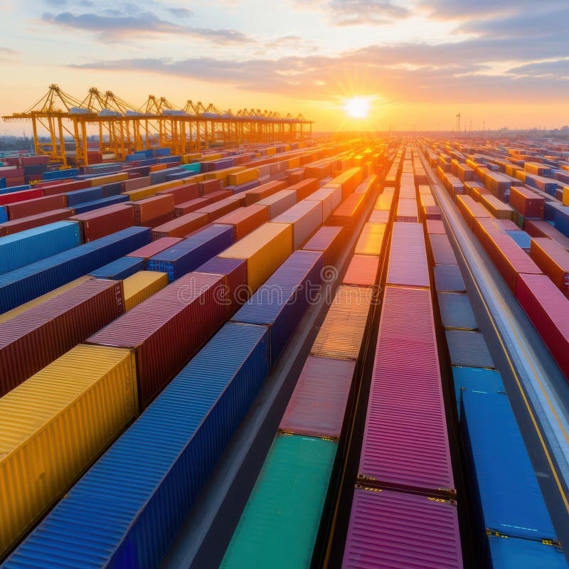 A Comprehensive View of a Container Yard Serving As a Crucial Hub for ...