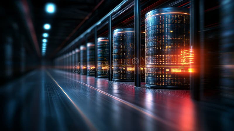 A Comprehensive View of Server Room, Rows of Powerful Machines Driving ...