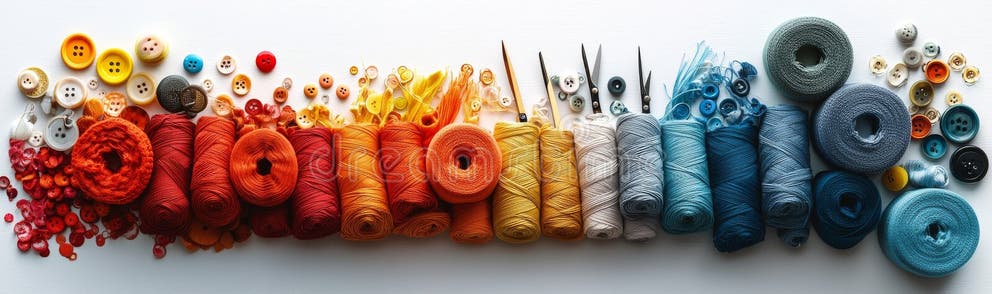 A Comprehensive View of Sewing Materials Laid Out on a White Backdrop ...