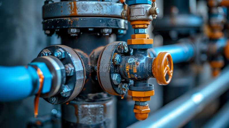 A Comprehensive View of a Water Node Featuring Various Pipes and ...