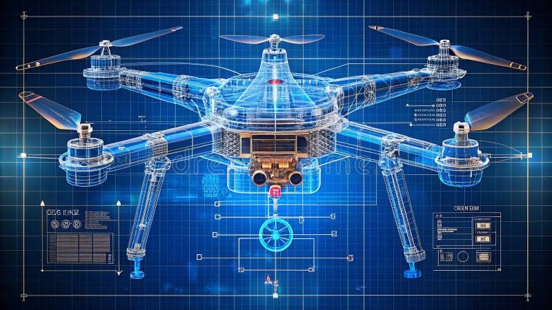 Comprehensive Wireframe Design of a Quadcopter Drone a Detailed ...