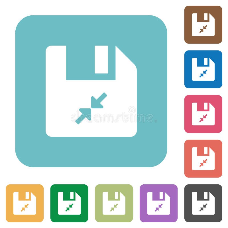 Compress File Rounded Square Flat Icons Stock Vector - Illustration of ...