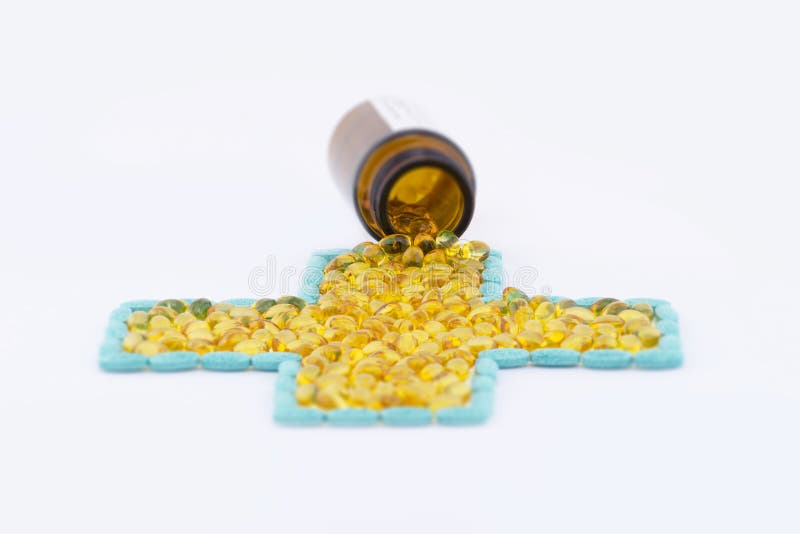 Compresse E Capsule E Bottiglia Della Medicina Fotografia Stock ...