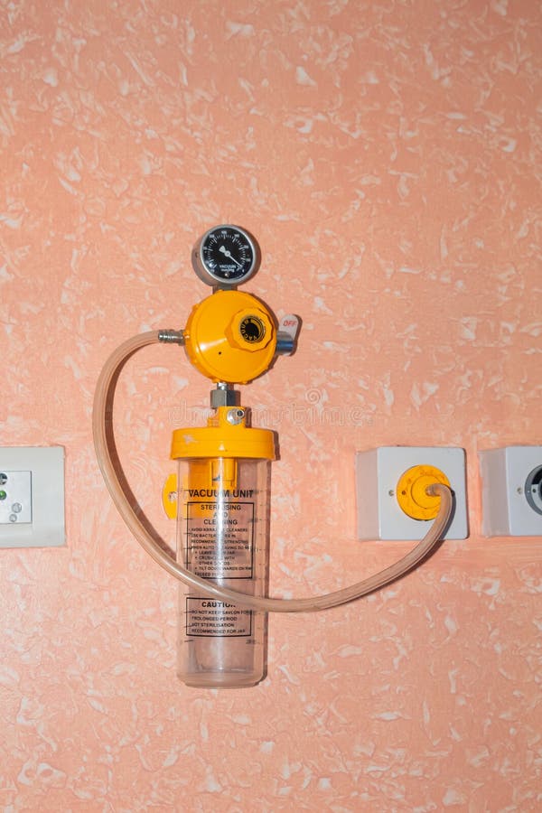 Compressed Air Access and Bottle in the Hospital on the Wall Stock ...