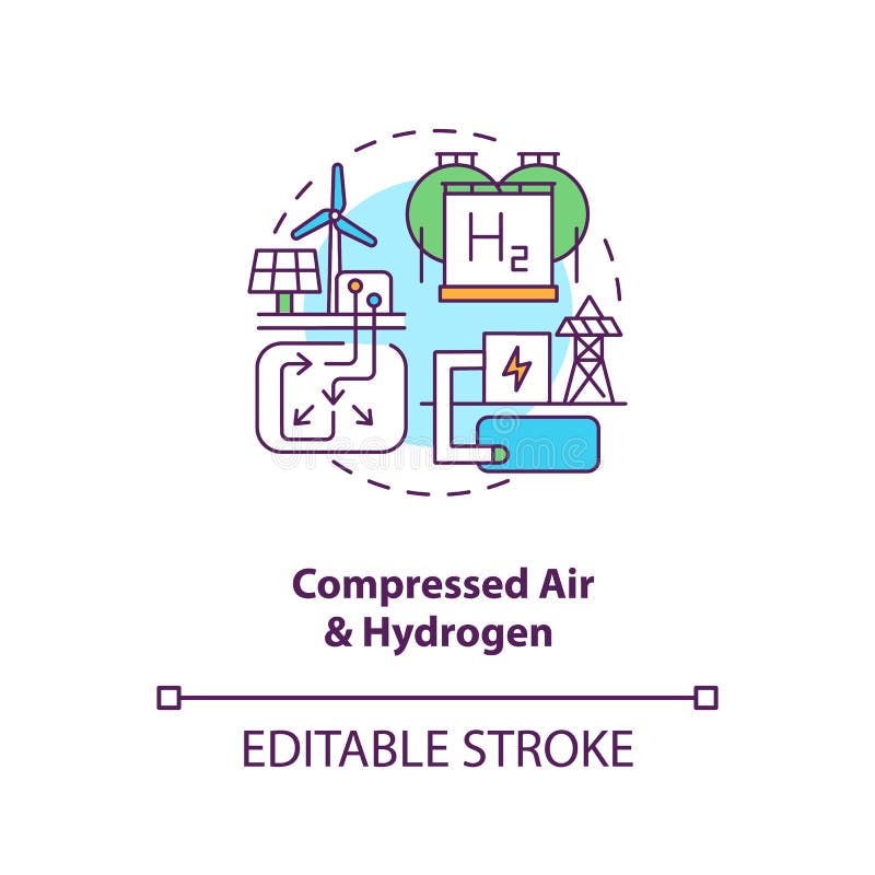 Compressed Air and Hydrogen Energy Storage System Concept Icon Stock ...