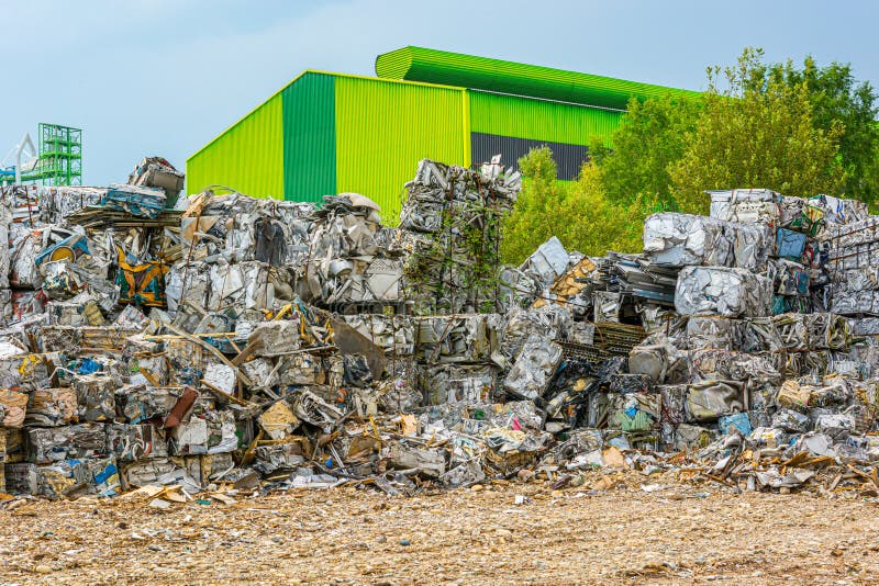 Compressed Aluminium Scrap in Large Cubes Forming Landfill in Piles ...