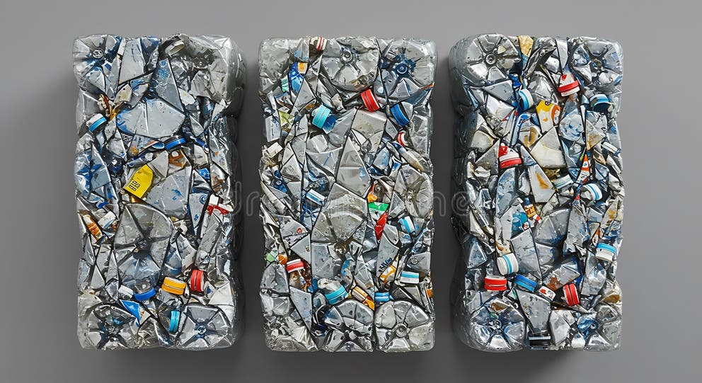 Compressed Aluminum Recycling Blocks Sorted for Processing Stock ...