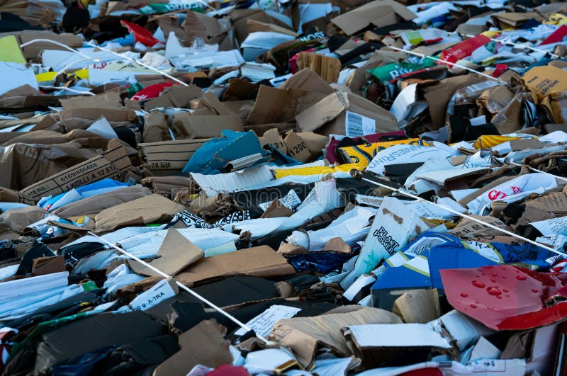 Compressed and Baled Cardboard Boxes Ready for Recycling Editorial ...