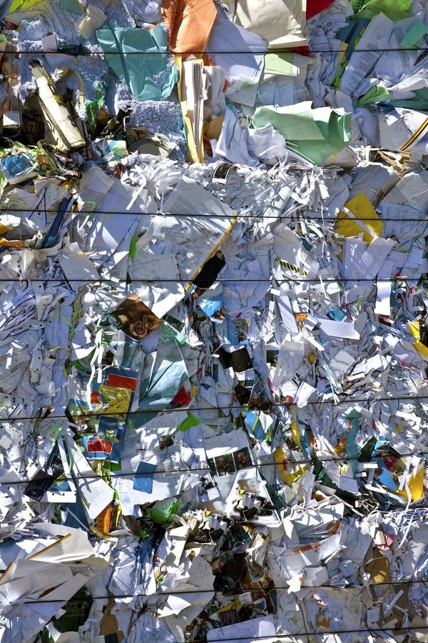 Compressed Blocks of Paper at Recycling Plant Stock Image - Image of ...