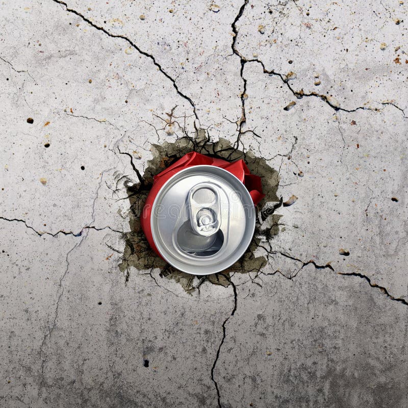 Compressed Cans through the Wall with Cracks Stock Illustration ...