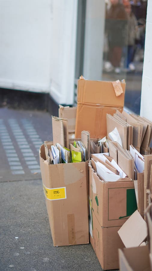 Compressed Cardboard Bundles Outside, Sorted and Ready for Waste ...