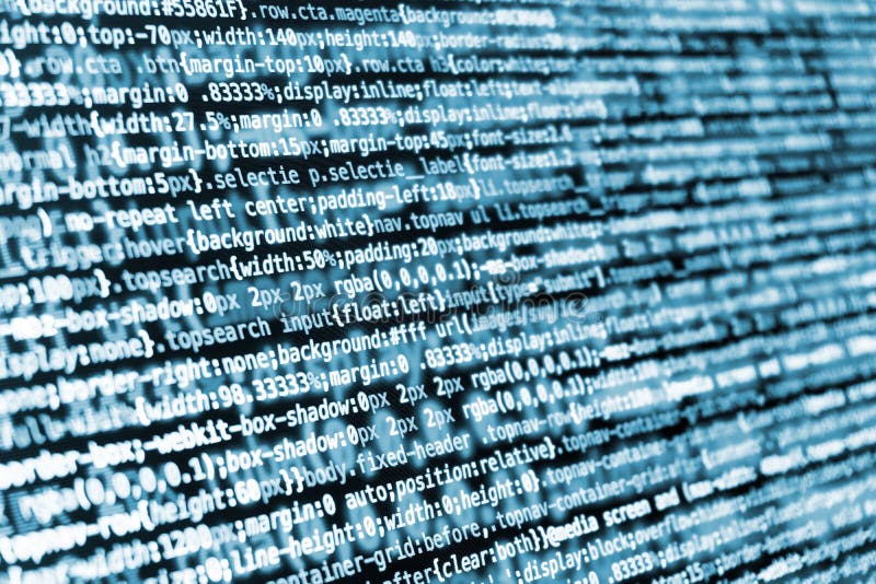 Css Programming Code On Screen In Blue Tones Stock Image Image Of Blue Matrix 102387817