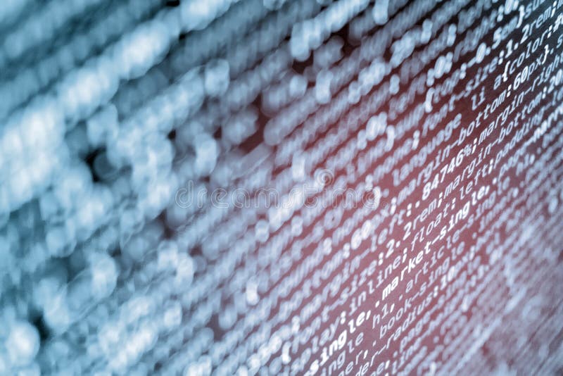 CSS Programming Code on Screen in Blue Tones and Red Light Leak Stock ...
