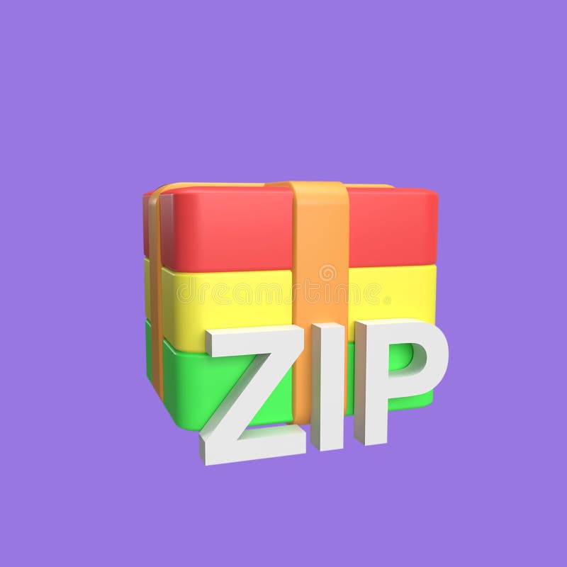 Compressed File 3d Icon Model Cartoon Style Concept. Render ...