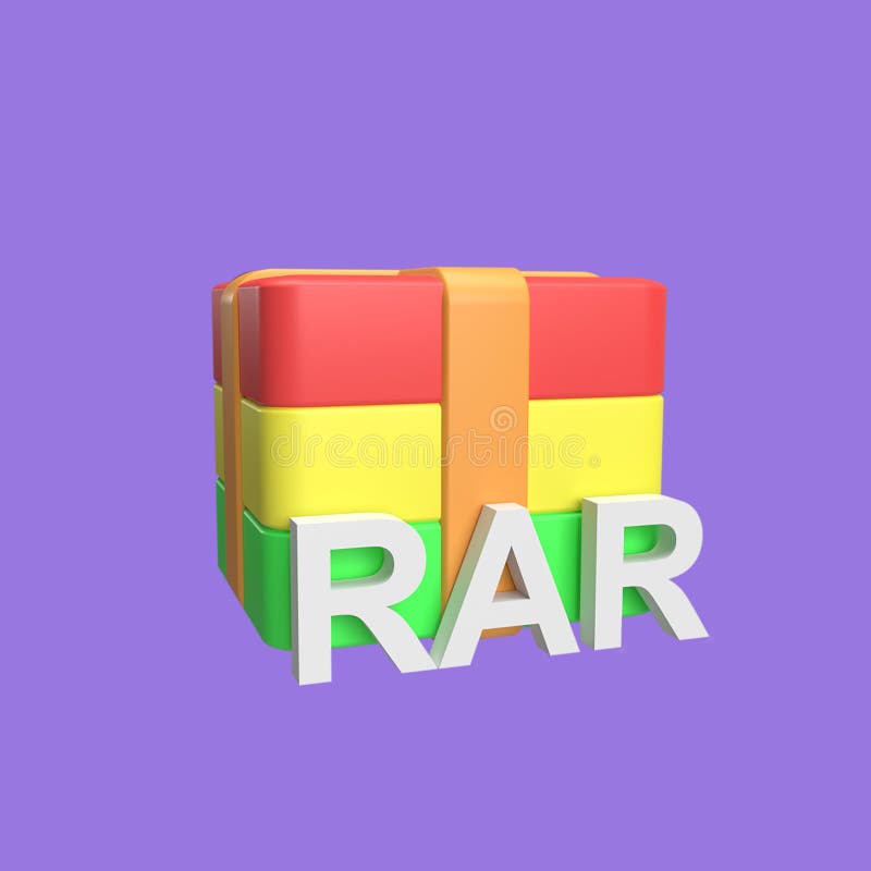 Compressed File 3d Icon Model Cartoon Style Concept. Render ...