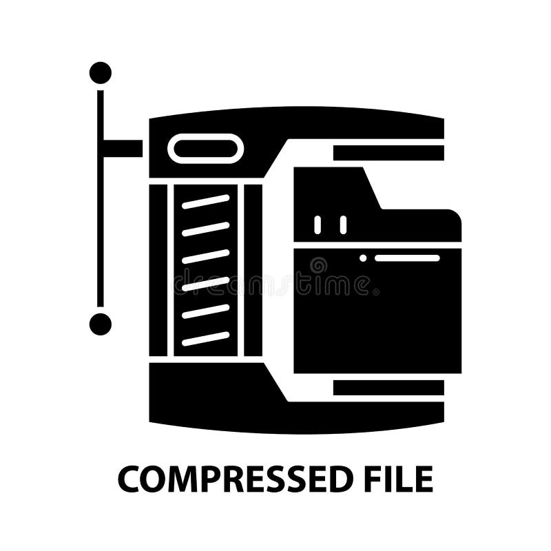 Compressed File Icon, Black Vector Sign with Editable Strokes, Concept ...