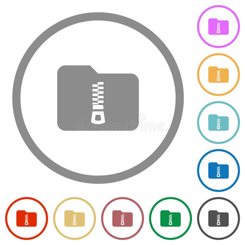 Compressed Folder Round Flat Multi Colored Icons Stock Vector ...