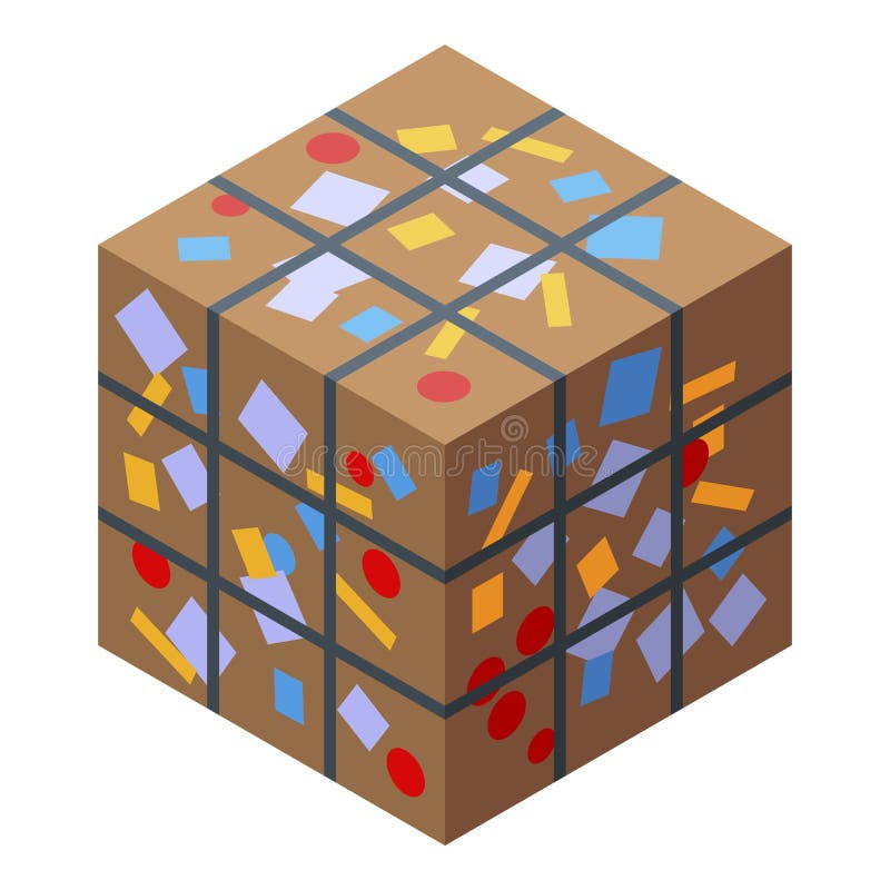 Compressed Garbage Cube Icon, Isometric Style Stock Vector ...