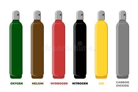 Compressed Gas Storage Cylinder Identification Color Set. Stock Vector ...