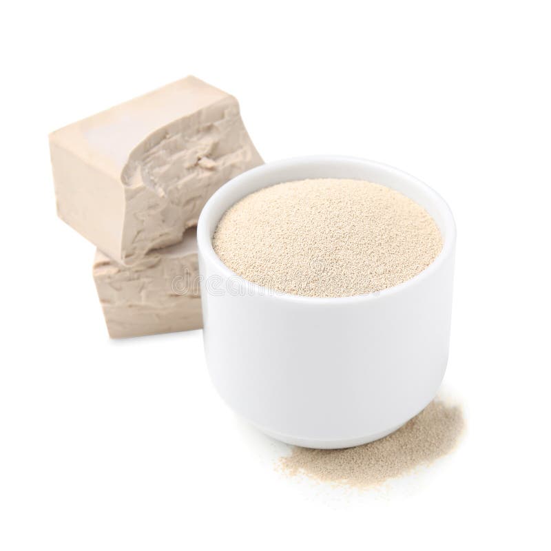 Compressed and Granulated Yeast on White Background Stock Photo - Image ...