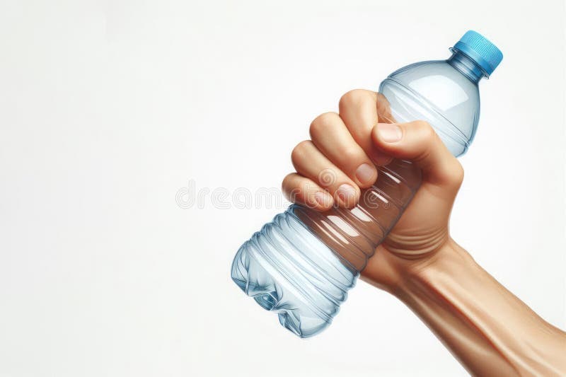 Compressed Plastic Bottle in Hand. Space for Text. Stock Photo - Image ...