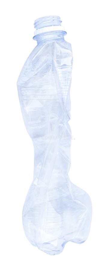 Compressed Plastic Drinking Water Bottle on Wood Background. Recycle ...