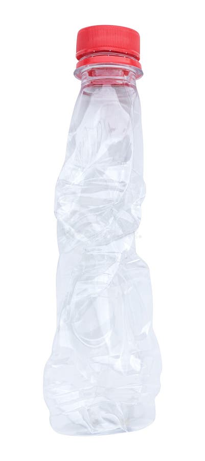 Compressed Plastic Drinking Water Bottle on ISolated Black Background ...