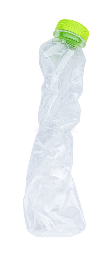 Compressed Plastic Drinking Water Bottle on ISolated Black Background ...