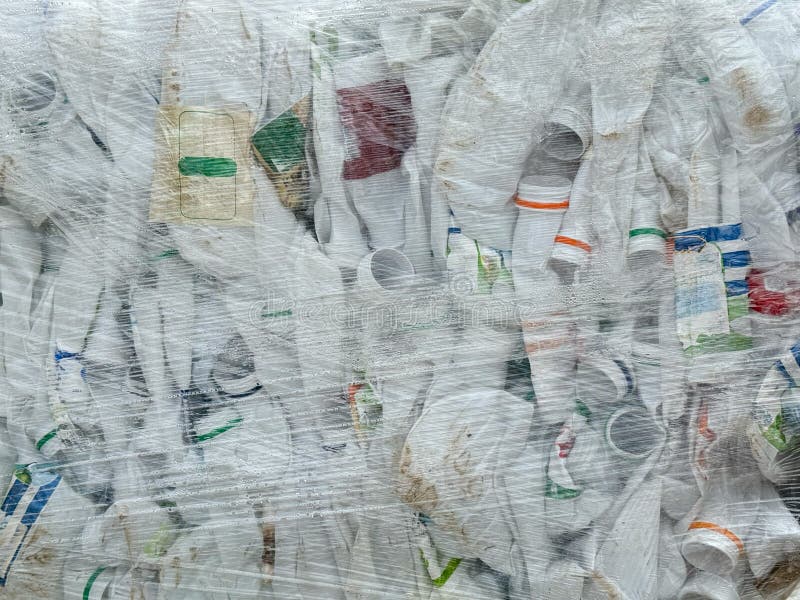 Compressed Plastic Bottles Wrapped in Clear Plastic for Recycling Stock ...
