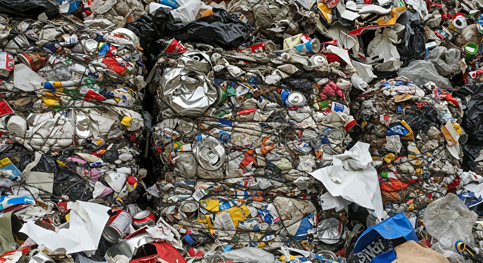 Compressed Recyclable Waste Bales Aluminum and Mixed Materials Stock ...