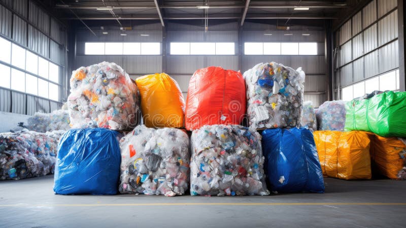 Compressed Recycling Bundles in Recycling Center Stock Illustration ...