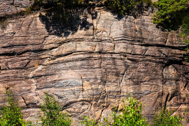 Compressed Rock Layers on a Cliff Face.. Stock Image - Image of wall ...