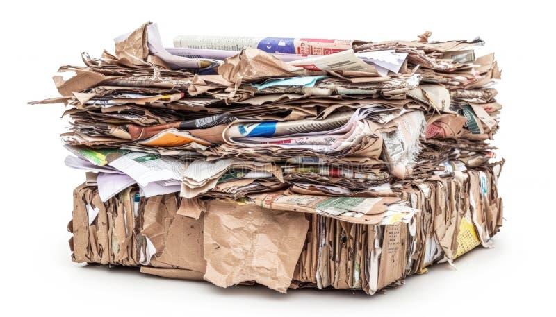 Compressed Stack of Recycled Paper and Cardboard Prepared for ...