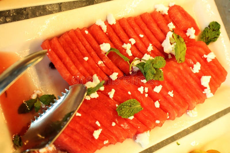Compressed Watermelon Dessert. Delicious Red Velvet Pastry Slice ...
