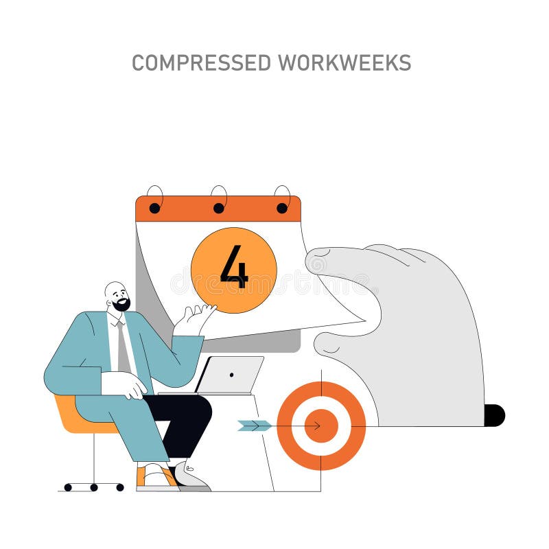 Compressed Workweeks Concept Vector Illustration Stock Vector ...