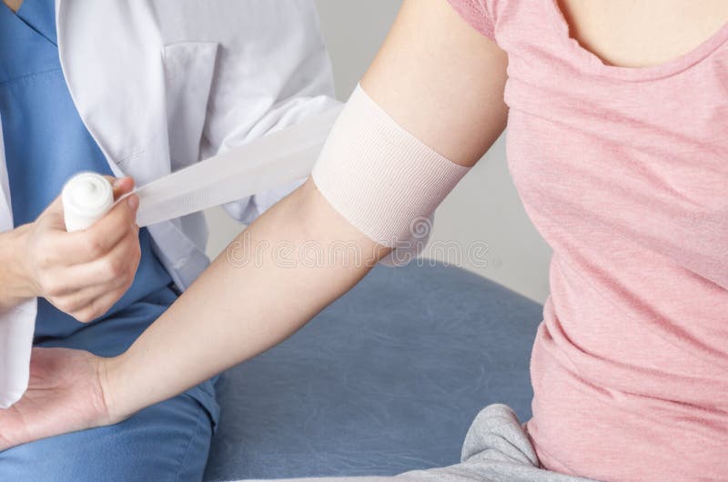 Compression Bandage To Inflammation. Stock Image - Image of hurt ...