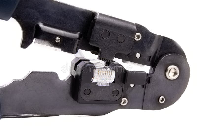 Compression of the Internet Connector Using a Crimper for Crimping RJ ...